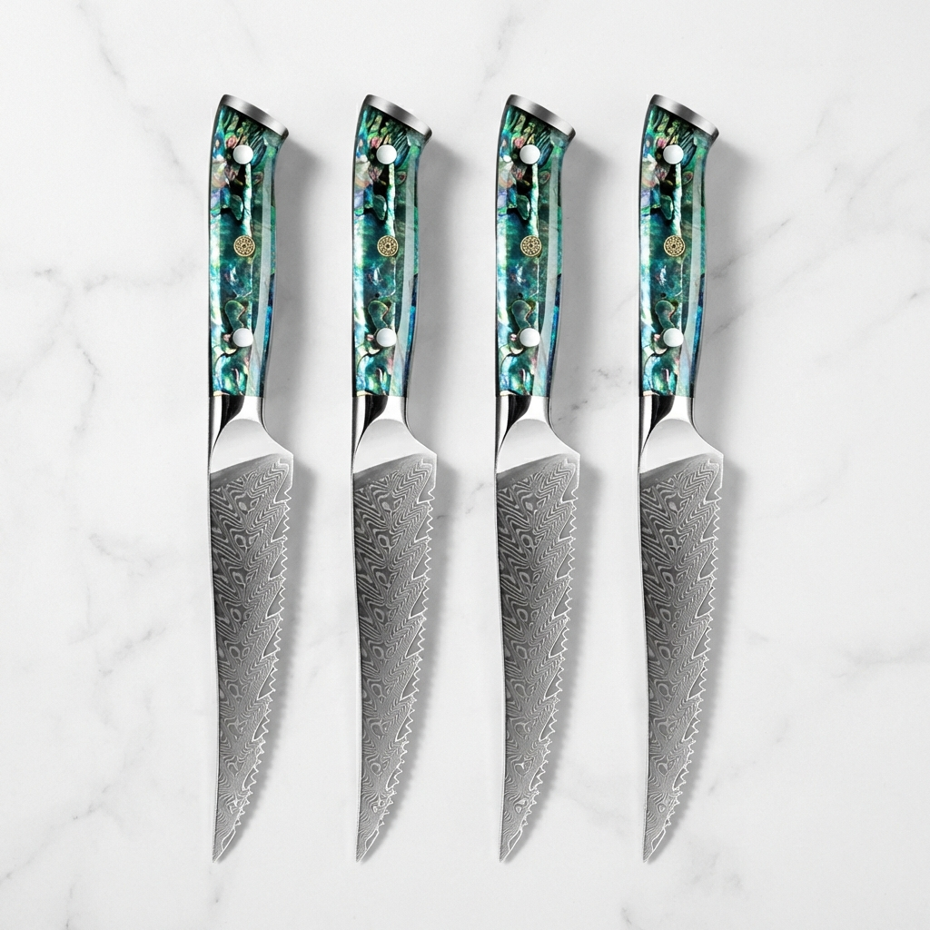 Aonami Damascus Steak Knife Bundle – The Knife Base